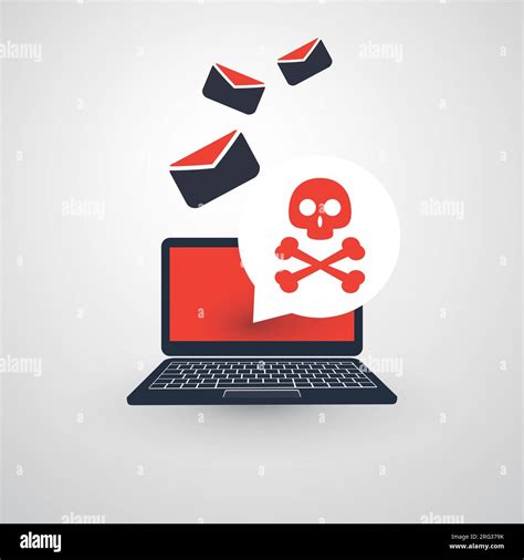 Laptop And Envelopes Malware Attack Warning Infection By E Mail Virus Backdoor Ransomware
