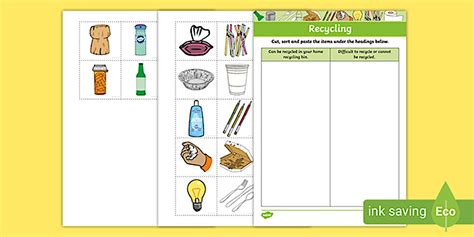 Sa Recycling Sort Worksheet Professor Feito Twinkl
