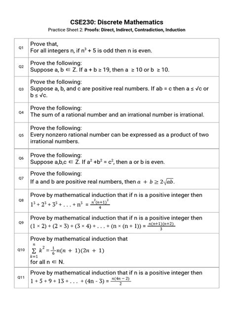 Problemset 2 Proofs Direct Indirect Contradiction Induction 1