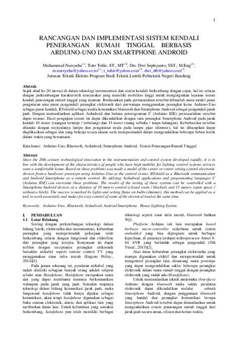 Pdf Design And Implementation Of House Lighting Control System Based Arduino Uno And Android