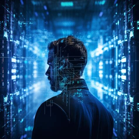 Premium AI Image A Man Standing In Front Of A Data Network