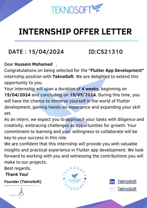 Hussein Mohammed On Linkedin Internship Flutter