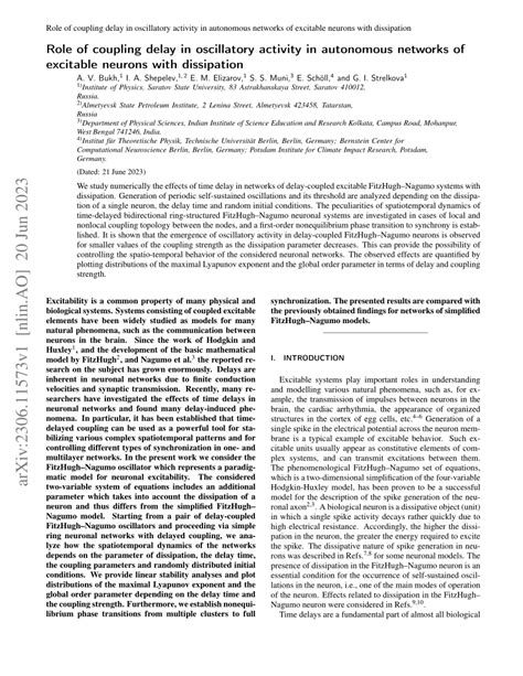 Pdf Role Of Coupling Delay In Oscillatory Activity In Autonomous