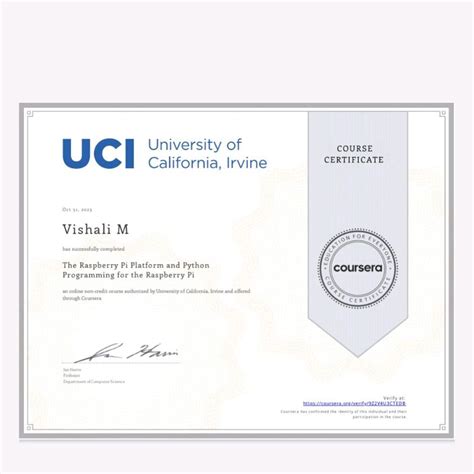 Completed The Raspberry Pi Platform And Python Course Vishali