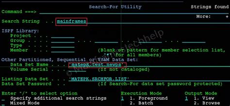 ispf search for utility