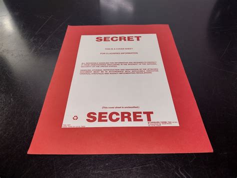 Us Government Secret Document Heavy Paper Cover Sheet Sign Free Us