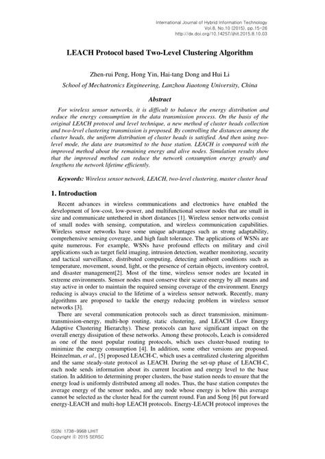 Pdf Leach Protocol Based Two Level Clustering Algorithm