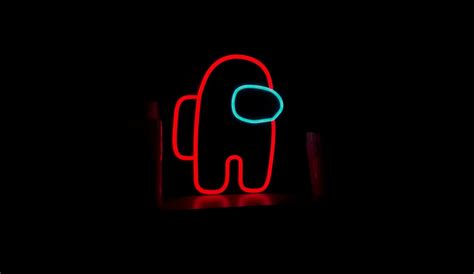 Neon Among Us Character Hd Wallpaper Background Free Download