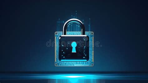 Futuristic Digital Lock Icon On Glowing Circuit Board Cyber Security Concept Stock Illustration