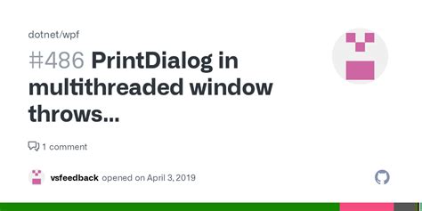 printdialog in multithreaded window throws system