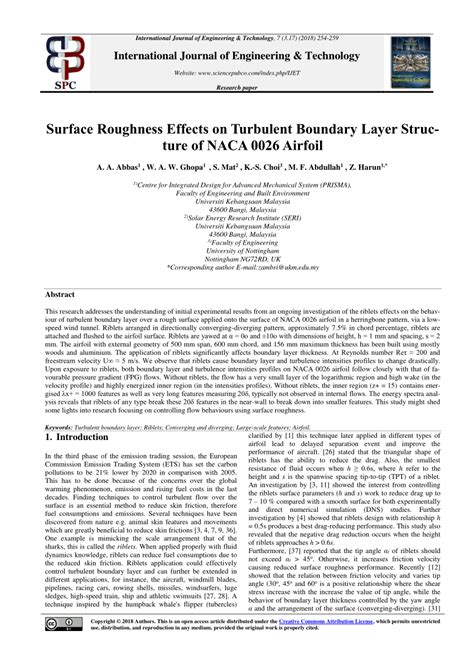 Pdf Surface Roughness Effects On Turbulent Boundary Layer Structure Of Naca 0026 Airfoil