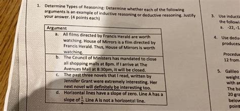 Solved Determine Types Of Reasoning Determine Whether Chegg