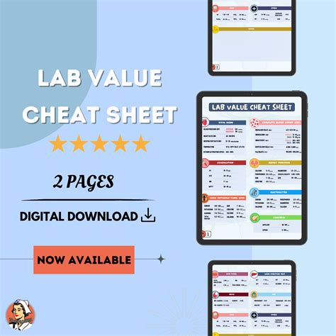 Nursing Lab Value Cheat Sheet Study Notes Digital Download 2 Pages Nursing Babes Healthcare