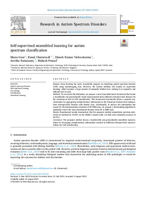 pdf self supervised ensembled learning for autism spectrum