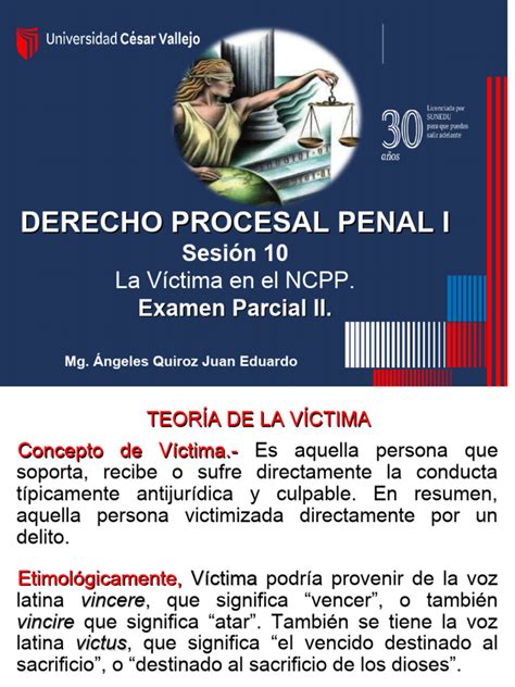 Sesión 10 Derecho Procesal Penal I La Víctima En El Ncpp Pdf