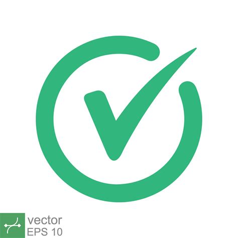 Green Check Mark Icon Simple Flat Style Tick Symbol Checkbox Right Checkmark Yes Correct