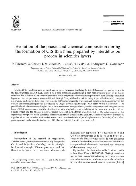 Pdf Evolution Of The Phases And Chemical Composition During The
