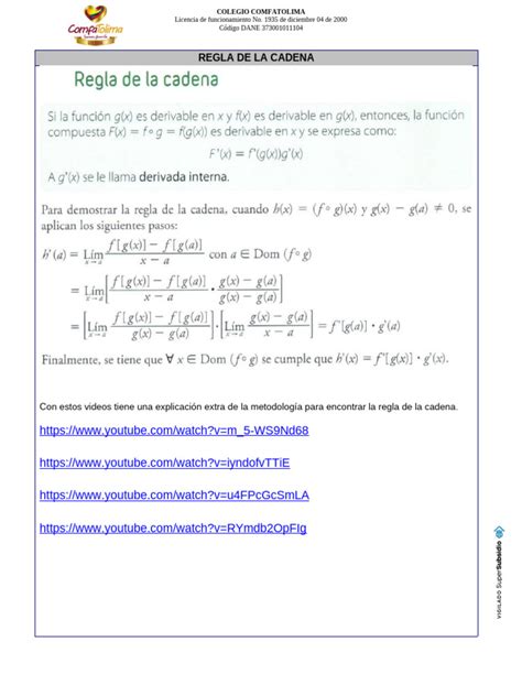 Regla De La Cadena Ejemplos Y Actividades Pdf