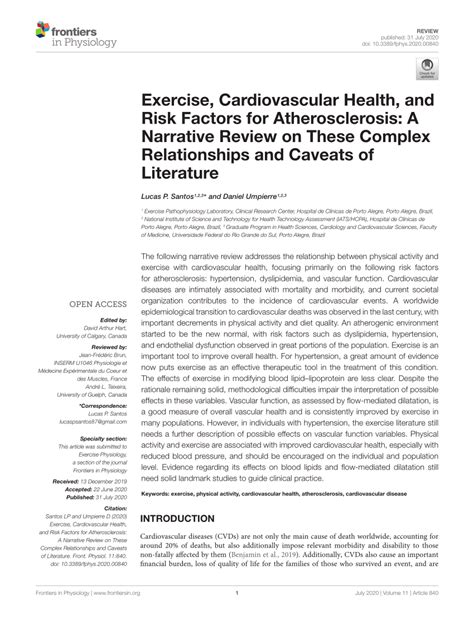 Pdf Exercise Cardiovascular Health And Risk Factors For Atherosclerosis A Narrative Review