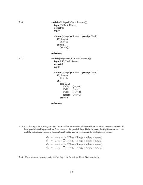 Solution Manual To Fundamentals Of Digital Logic With Verilog Design Chapter 7
