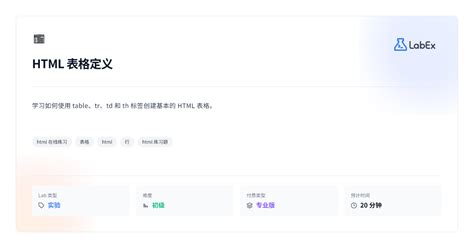 html 表格定义与创建 labex