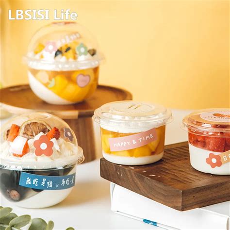 Lbsisi 생활 50pcs 케이크 컵 무스 푸딩 아이스크림 달콤한 포장 그릇 웨딩 생일 파티 요구르트 젤리 컨테이너 플라스틱 상자 Aliexpress
