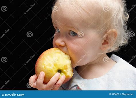 Girl Bitting Apple Stock Image Image Of Hand Thoughtful 825625