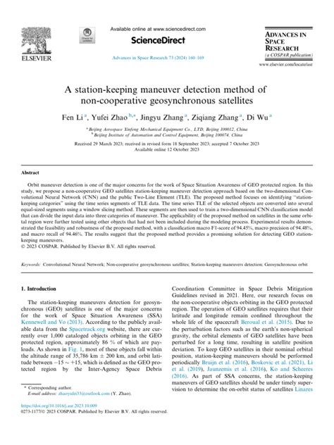 A Station Keeping Maneuver Detection Method Of Non Coop 2024 Advances In Spa Pdf Support