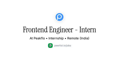 Frontend Engineer Intern At Peakflo
