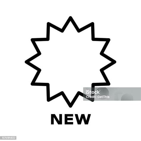 새로운 아이콘 벡터 그림 검정 윤곽선입니다 새로운 도착 별 기호입니다 참신 우표 기호입니다 앱 광고 인터페이스 배너 웹 개발 Ui Ux Gui에 대한 흰색에 간단한 평면