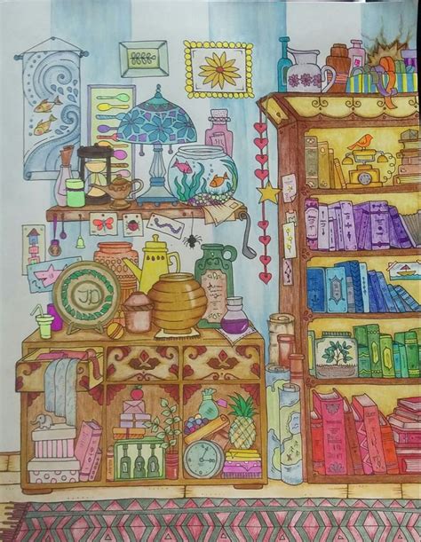 Colorful Bookshelf Drawing