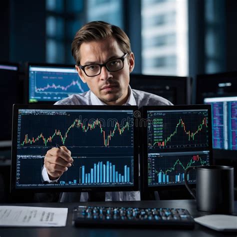 Professional Stock Trader Analyzing Real Time Charts And Financial Data