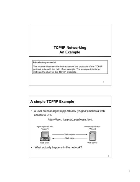 TCP IP Networking An Example A Simple TCP IP Example