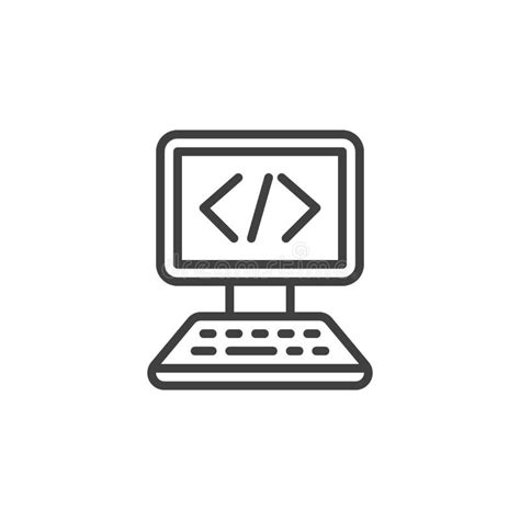 Programing Coding Line Icon Stock Vector Illustration Of Computer Editable 255774780