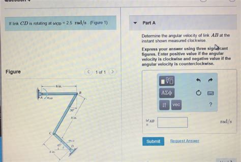 Solved If Link Cd Is Rotating At Wcd 25 Rads Figure 1