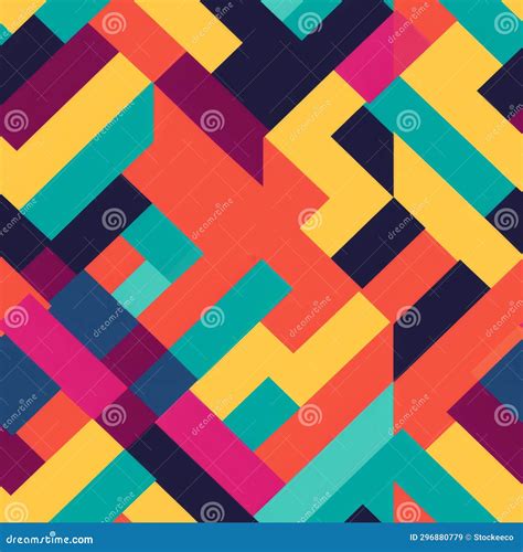 Bold Geometric Wallpaper Colorful Lines And Intricate Patterns Stock Illustration