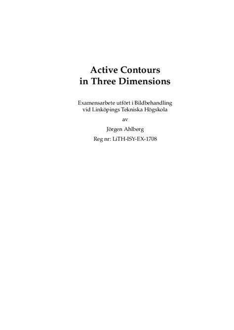 Pdf Active Contours In Three Dimensions Jörgen Ahlberg
