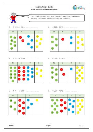 Subtracting 4 Digit Numbers Subtraction By URBrainy Com Worksheets Library