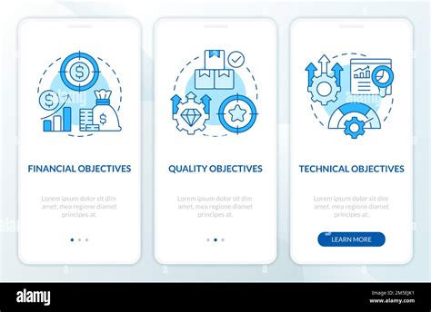 Objectives In Project Management Blue Onboarding Mobile App Screen