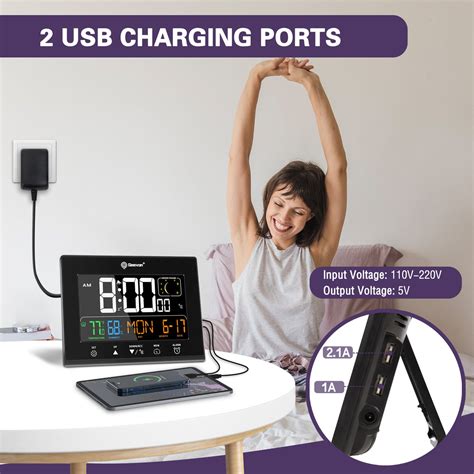 Geevon Digital Atomic Alarm Clocks For Bedrooms With Battery Backup H