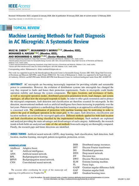 Machine Learning Methods For Fault Diagnosis In Ac Microgrids Pdf