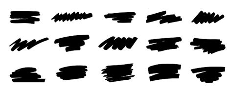 벡터 만화 추상 일러스트 화이트 컬러 배경에 다양 한 브러시 스트로크 요소의 컬렉션 플랫 손으로 그린 스케치 낙서 스타일 디자인