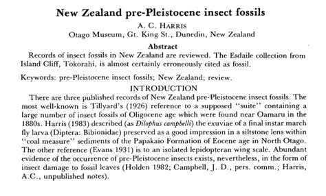 Pdf New Zealand Pre Pleistocene Insect Fossils