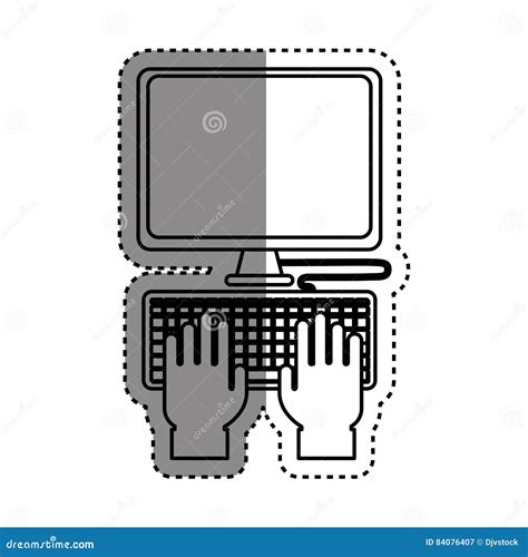 Computer With Keyboard Stock Illustration Illustration Of Computer 84076407