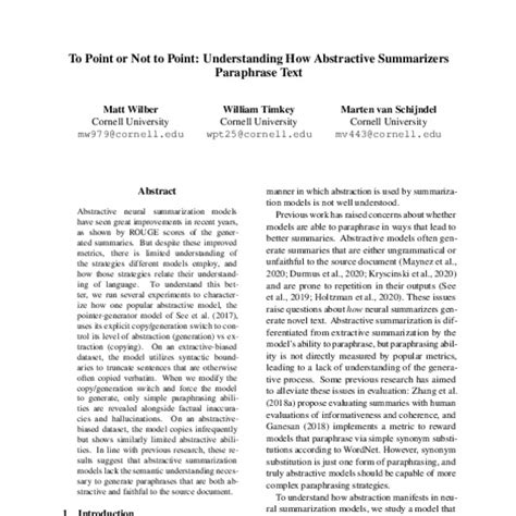 To Point Or Not To Point Understanding How Abstractive Summarizers