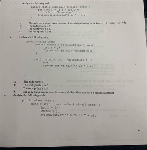 Solved Analyze The Following Code Public Static Void Chegg