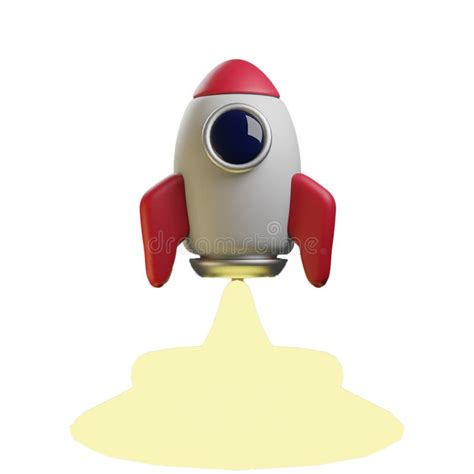 3d Vector Icon Spaceship Rocket Toy Rocket Upswing Business Concept Stock Illustration
