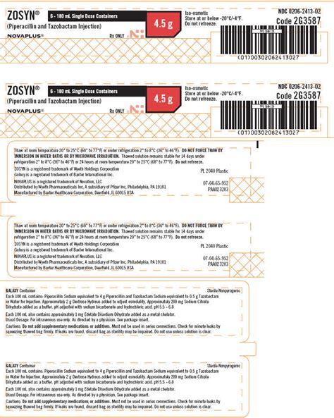 Zosyn In Galaxy Containers Piperacillin Sodium And Tazobactam Sodium Injection Solution