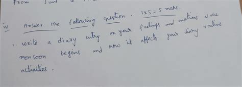Iv Answer The Following Question 1×55 Marks1 Write A Diary Entry On
