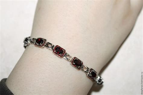 Браслет с гранатами гранаты натуральные и серебро Гарнет купить в интернет магазине на